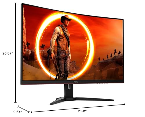 AOC CQ32G1 31.5" Curved Frameless Gaming Monitor, Quad HD 2560x1440, VA panel, 4 ms Response Time, MPRT, 144Hz, FreeSync, DisplayPort/HDMI/VGA, VESA, Black