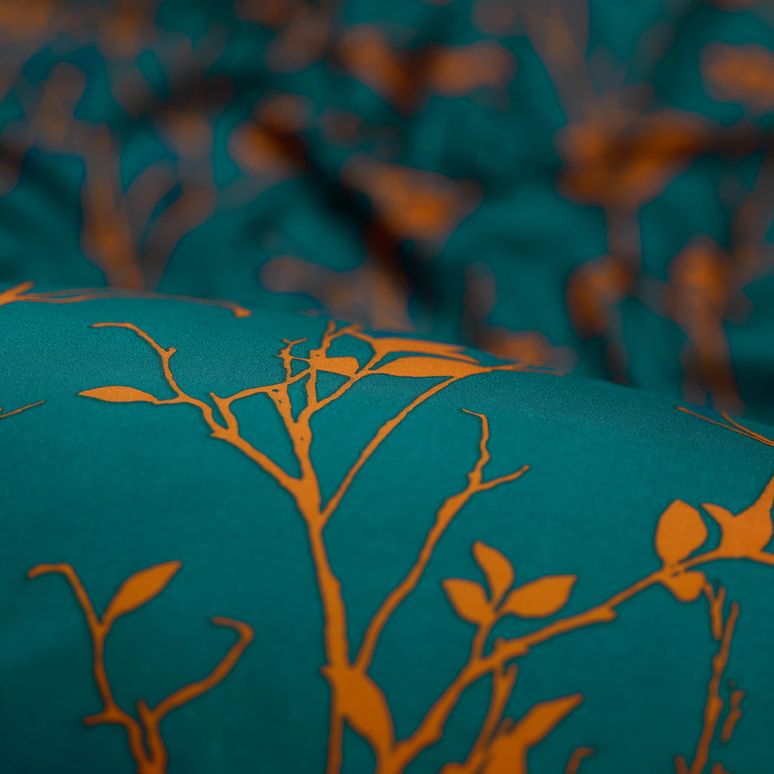 Chanasya Premium 5-Piece Reversible Ultra Soft Brushed Microfiber Velvet Bedding Comforter Duvet Cover Set - Teal Yellow Bramble Leaves Foliage Print - (1 Duvet Cover & 4 Pillow Shams) - Queen Bed