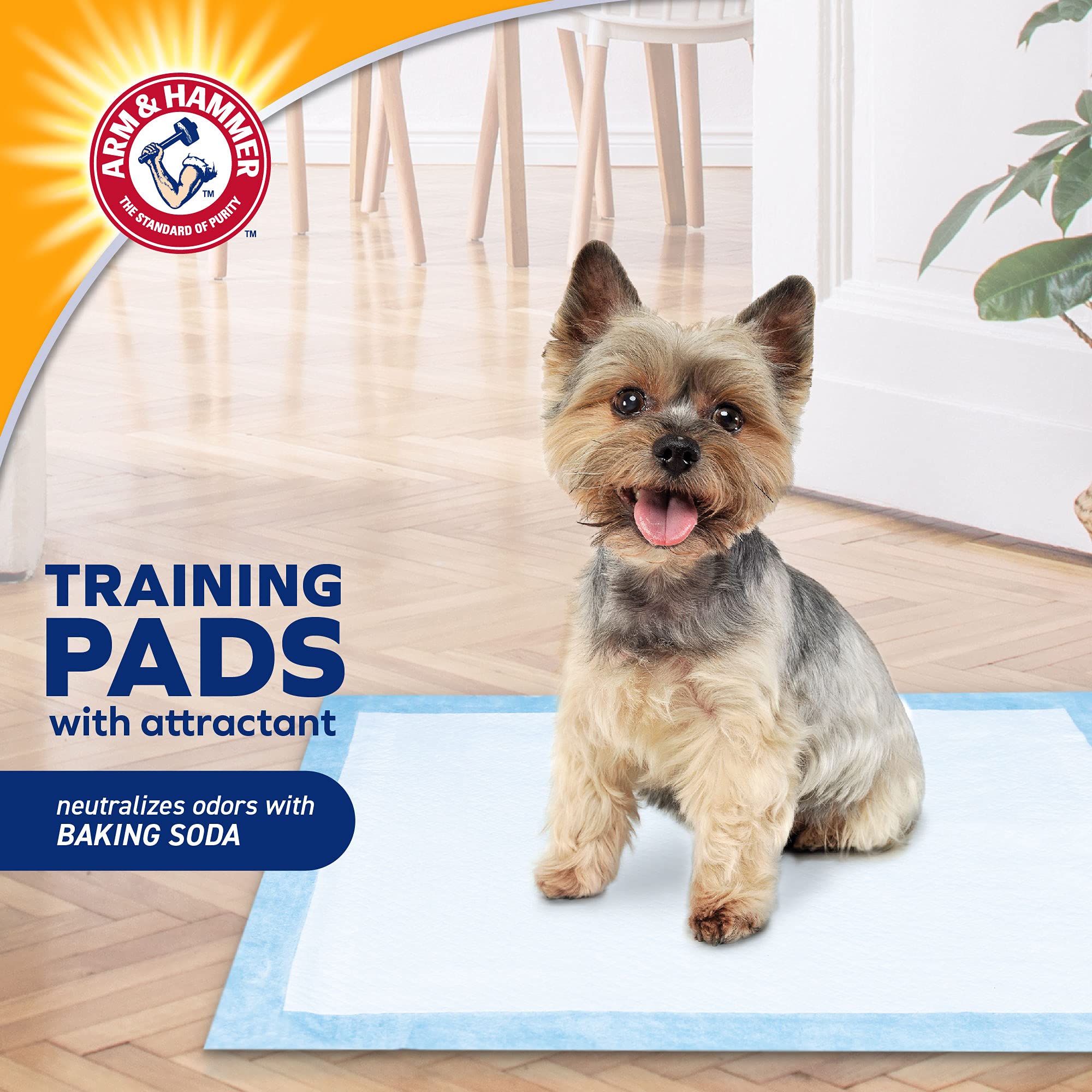 Arm & Hammer for Dogs Puppy Training Pads with Attractant | New & Improved Super Absorbent, Leak-Proof, Odor Control Quilted Puppy Pads with Baking Soda | 25 Count Bulk Wee Wee Pads,White