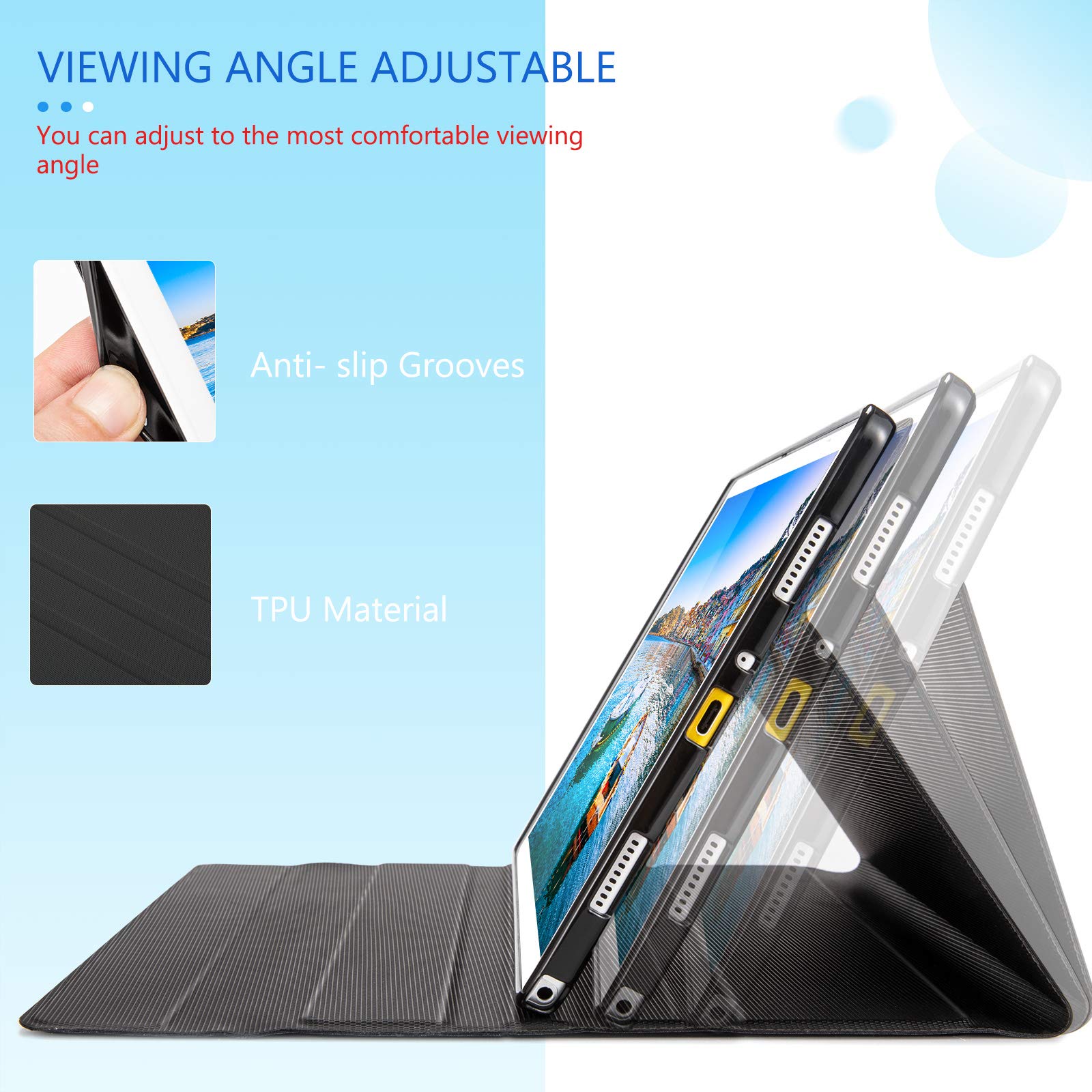 Backlit Keyboard Case for Samsung Galaxy Tab A7 10.4 Inch T505 / T500 / T507, Protective Cover with Bluetooth Removable QWERTY Illuminated Keyboard, 7 Color Backlight, Black