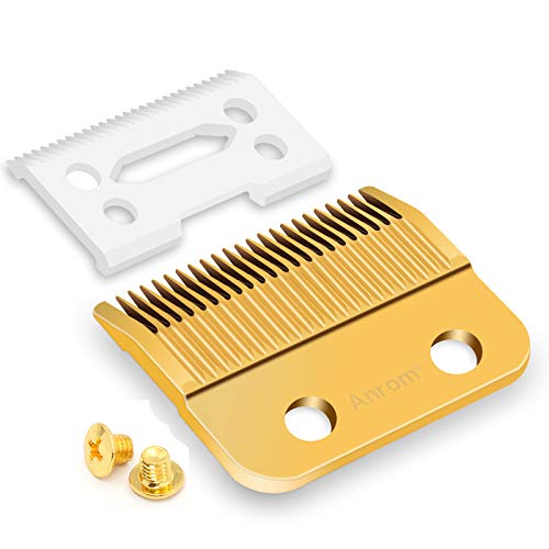 Anrom Professional Standard 2-hole Ceramic Clipper Blades Replacement Blades, Compatable for clippr # 30-15-10 (# 1037-400) #8591 Fast Clipper Blade Combination Including Screws, Gold + White Blades