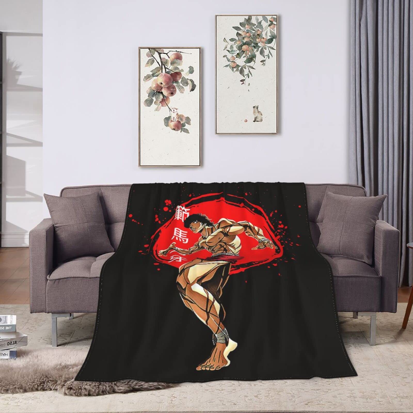 Anime Baki The Grappler Blanket Tapestry Sofa Office Bedroom Throw Blankets Super Soft Cozy Microfiber Blanket Bedding 40"X30"