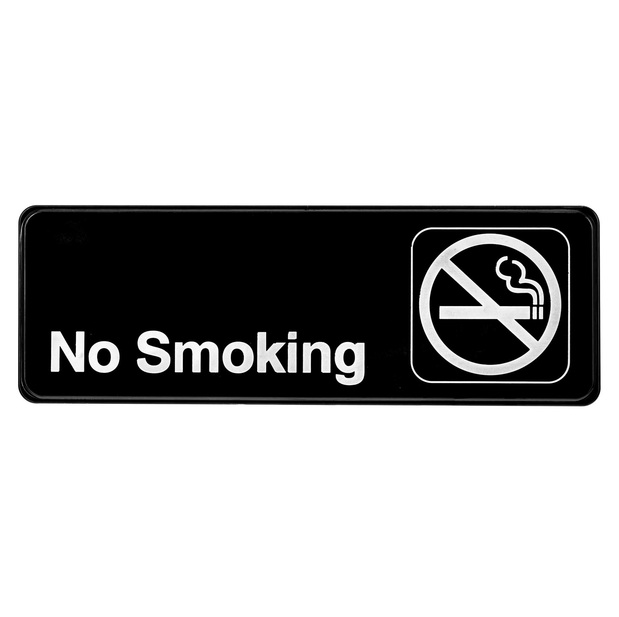 Alpine Industries No Smoking Sign - Visible Black Wall/Door Placard w/Adhesive Back, White Text for Smoke Free Restaurants, Offices & Gas Stations 3x9 inches