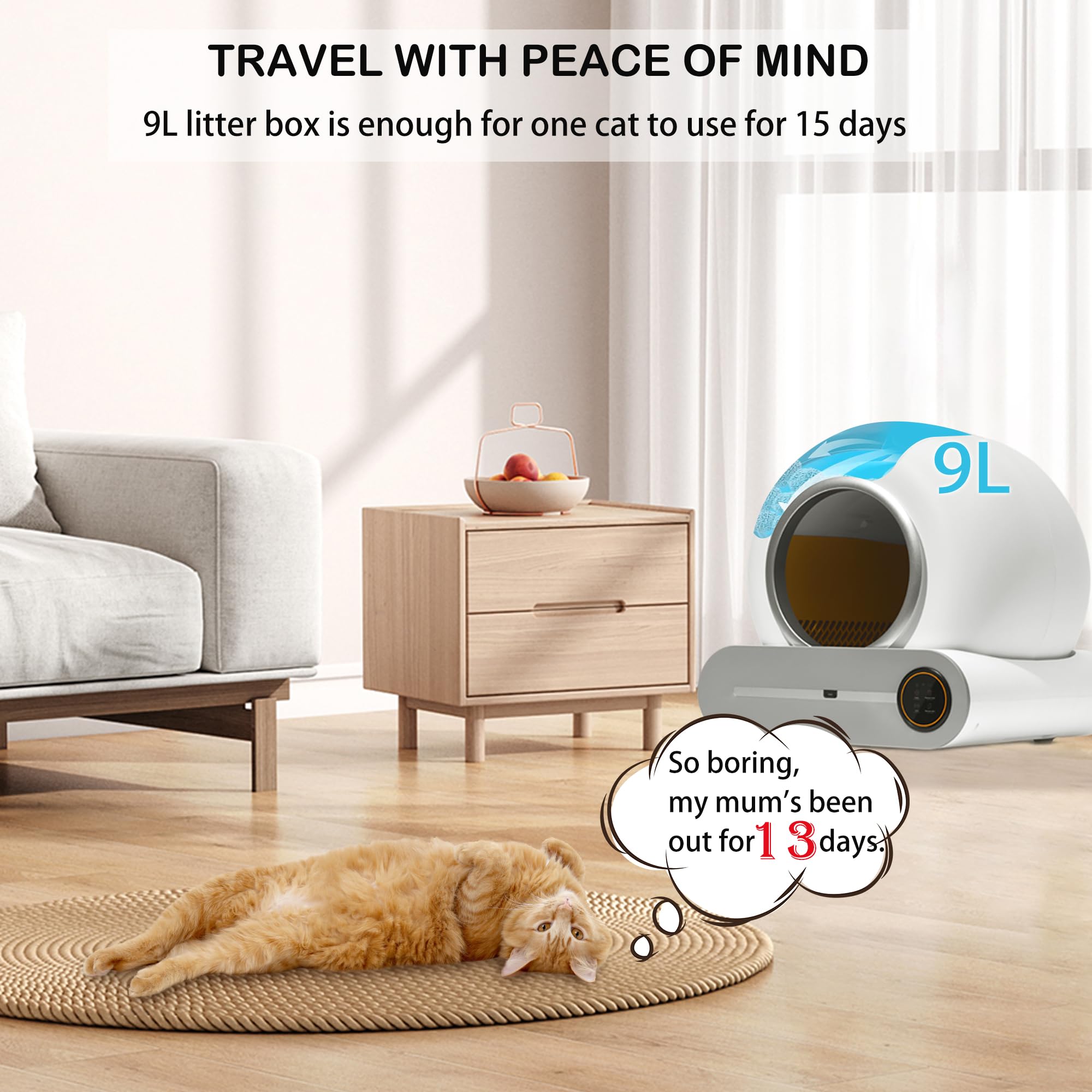 Angol Shiold Automatic Self Cleaning Cat Litter Box 65L Extra Large Capacity Smart Kitty Litter Box with App Control/Odor Removal/Low Noise for Multiple Cats (Silver)