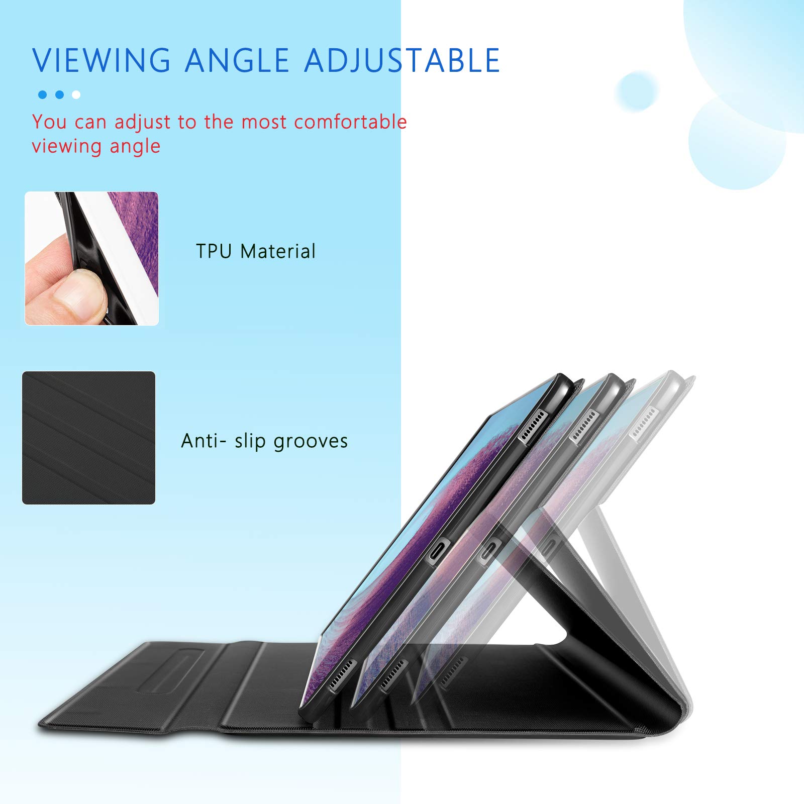 Backlit Keyboard Case for Samsung Galaxy Tab S8+/ S7+ / S7 FE 12.4", Cover with Detachable Keyboard US Layout for Samsung Galaxy Tab S7 FE/ S8 Plus / S7 Plus 12.4 Inch, Black
