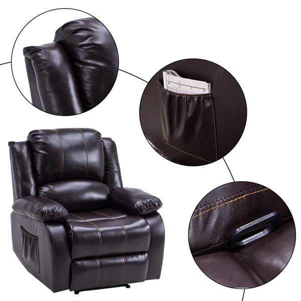 Angola AFLHYJK Electric Lift Function Recliner Massage Chair Dual Motor Dark Brown Comfortable&Durable Fabric PU Easy Adjustment