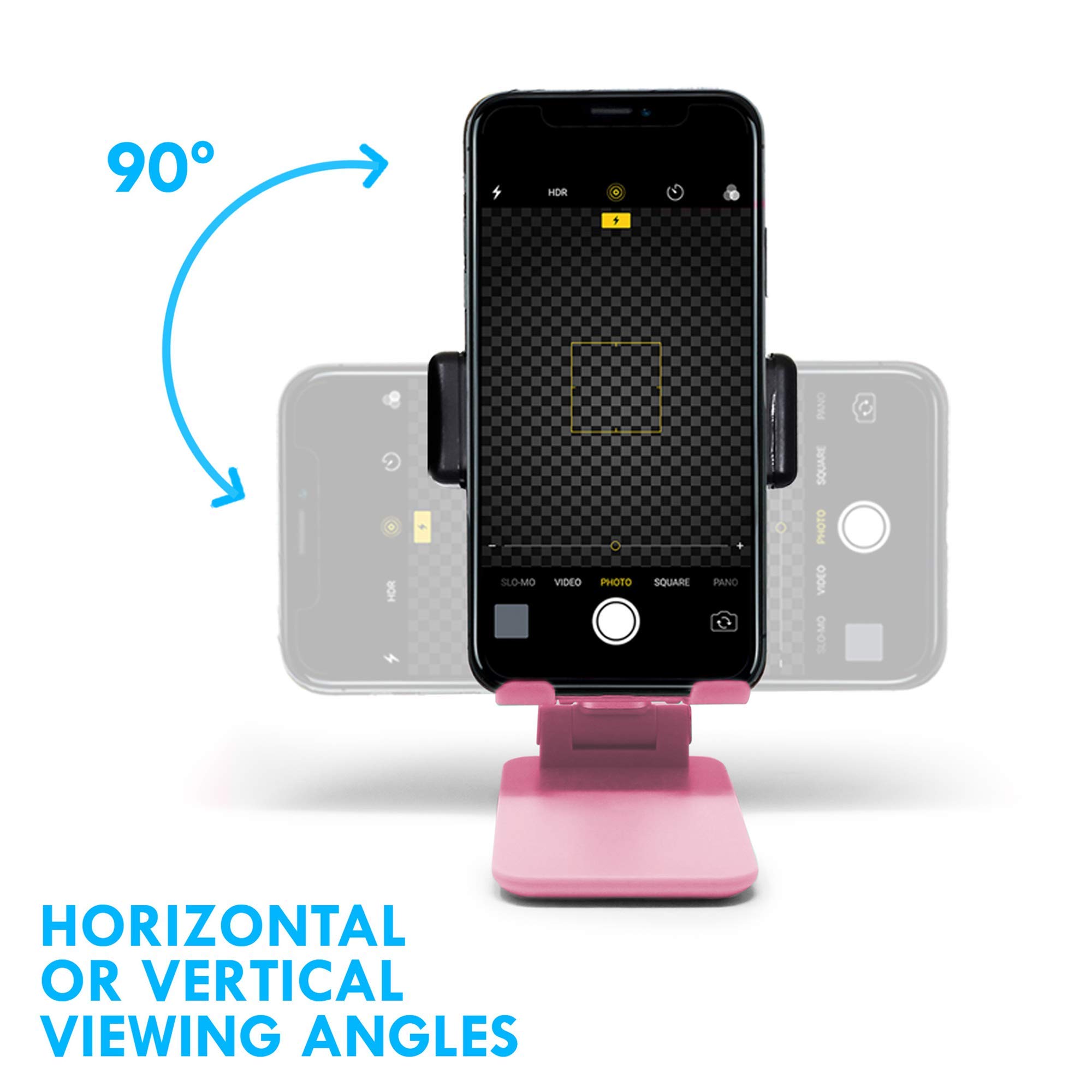 Aduro U-Rise Phone Stand Holder, Foldable & Portable Height Adjustable Cell Phone Holder Universal Cell Phone Stand for Desk Pink