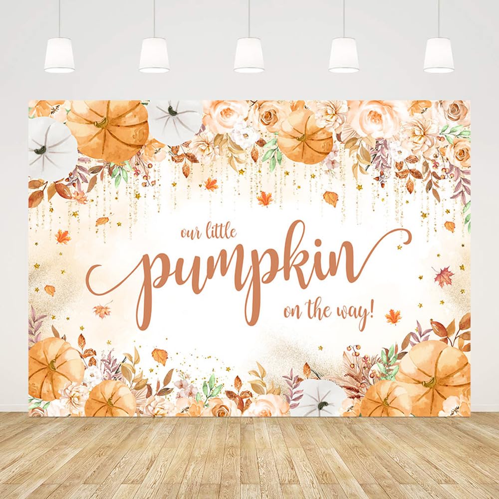Aprophic Pumpkin Baby Shower Backdrop Fall Baby Shower Decorations Banner Our Little Pumpkin is On The Way Thanksgiving Baby Shower Background Photo Booth Studio 7x5ft