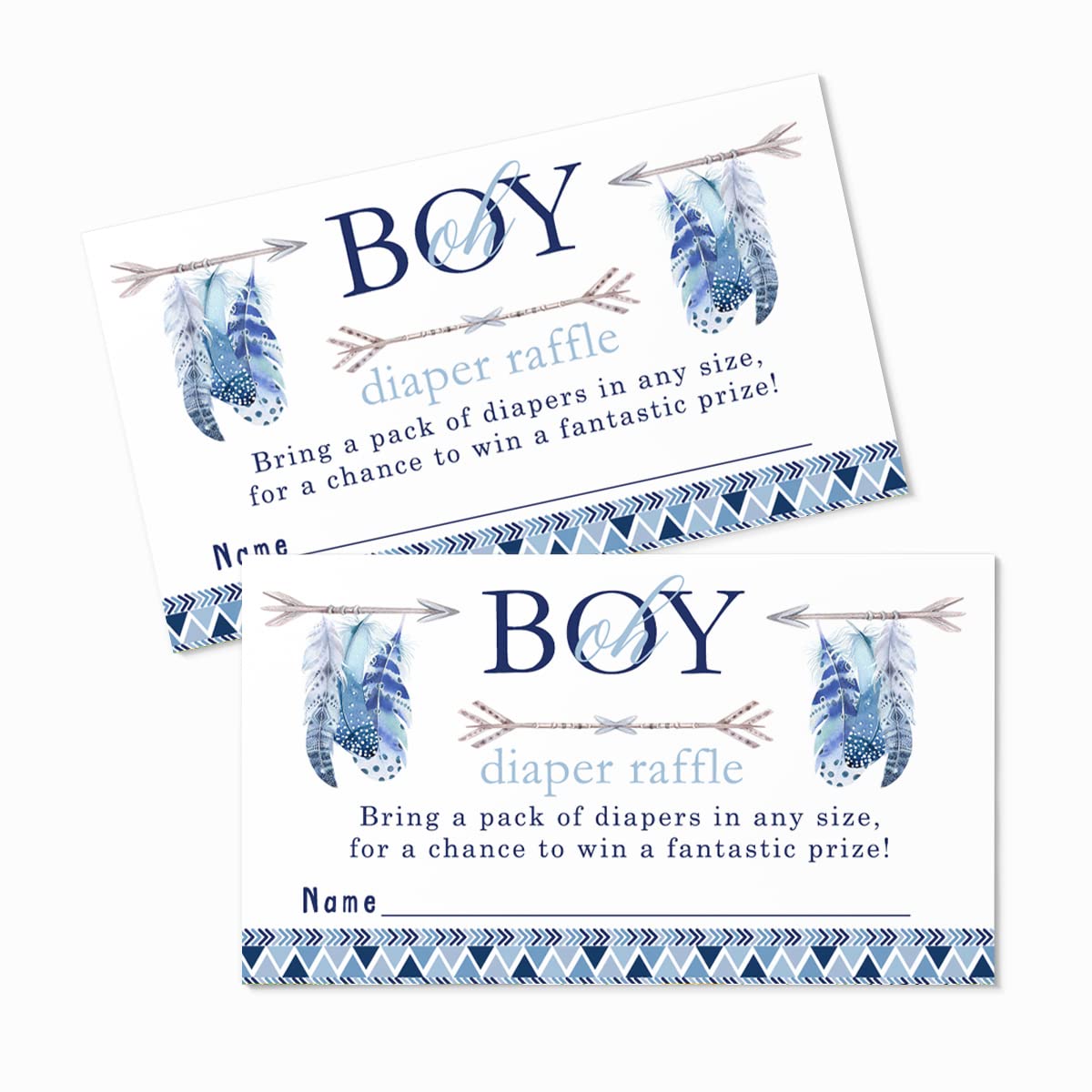 Adventure Awaits Diaper Raffle Cards (50 Pack) Boys Baby Shower Game Tickets – Blue Invitation Insert Fill-In for Prize Drawings - Size 2x4 Set