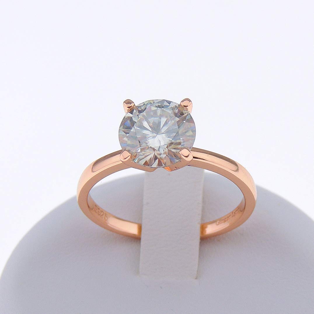 Amore 1CT 2CT 3CT DEW Solitaire Moissanite Engagement Ring by Ginger Lyne Choice of White Yellow or Rose Gold over Sterling Silver Wedding rings for women by Ginger Lyne