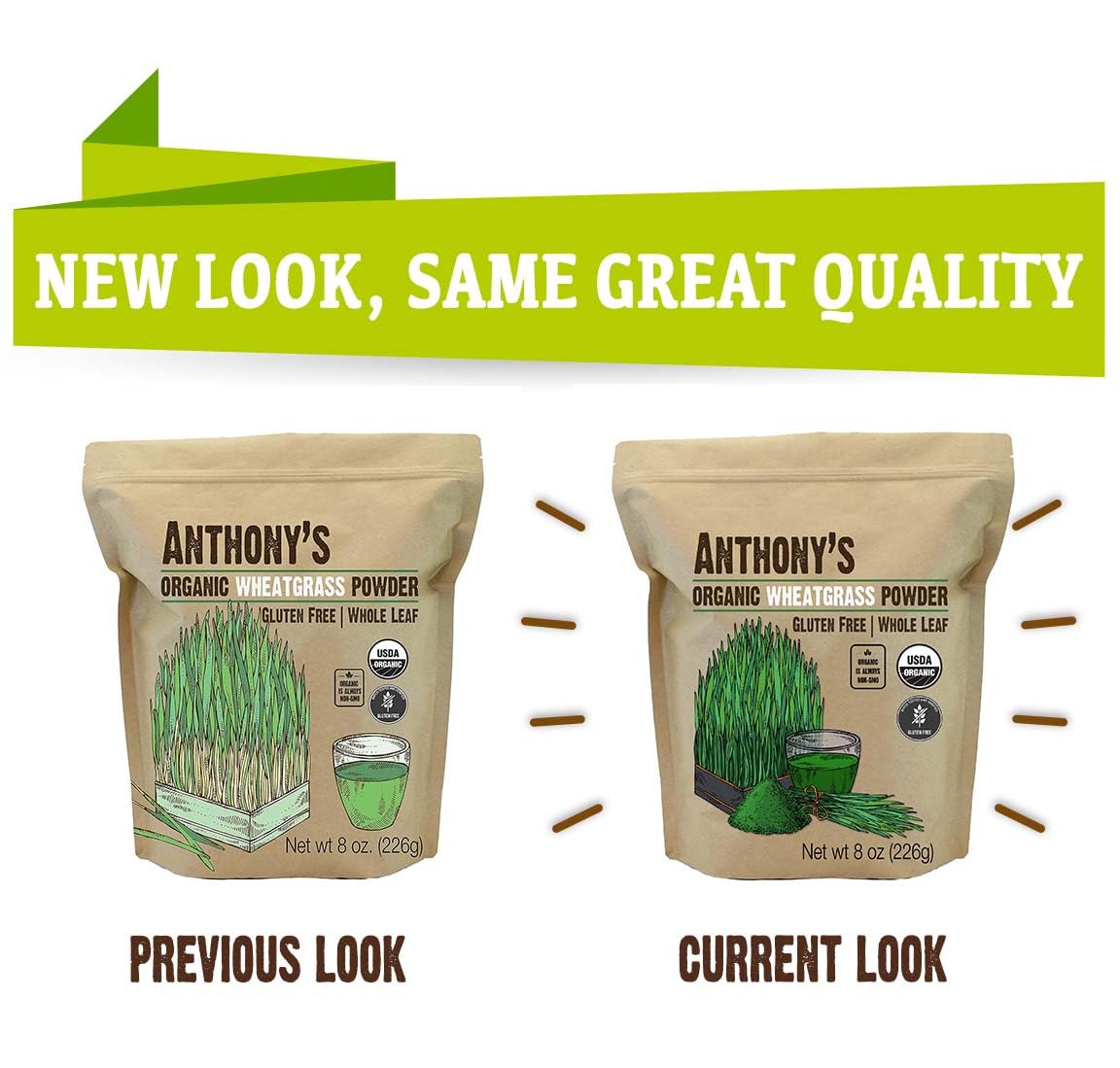 Anthony's Organic Wheatgrass Powder, 8 oz, Grown in USA, Whole Leaf, Gluten Free, Non GMO