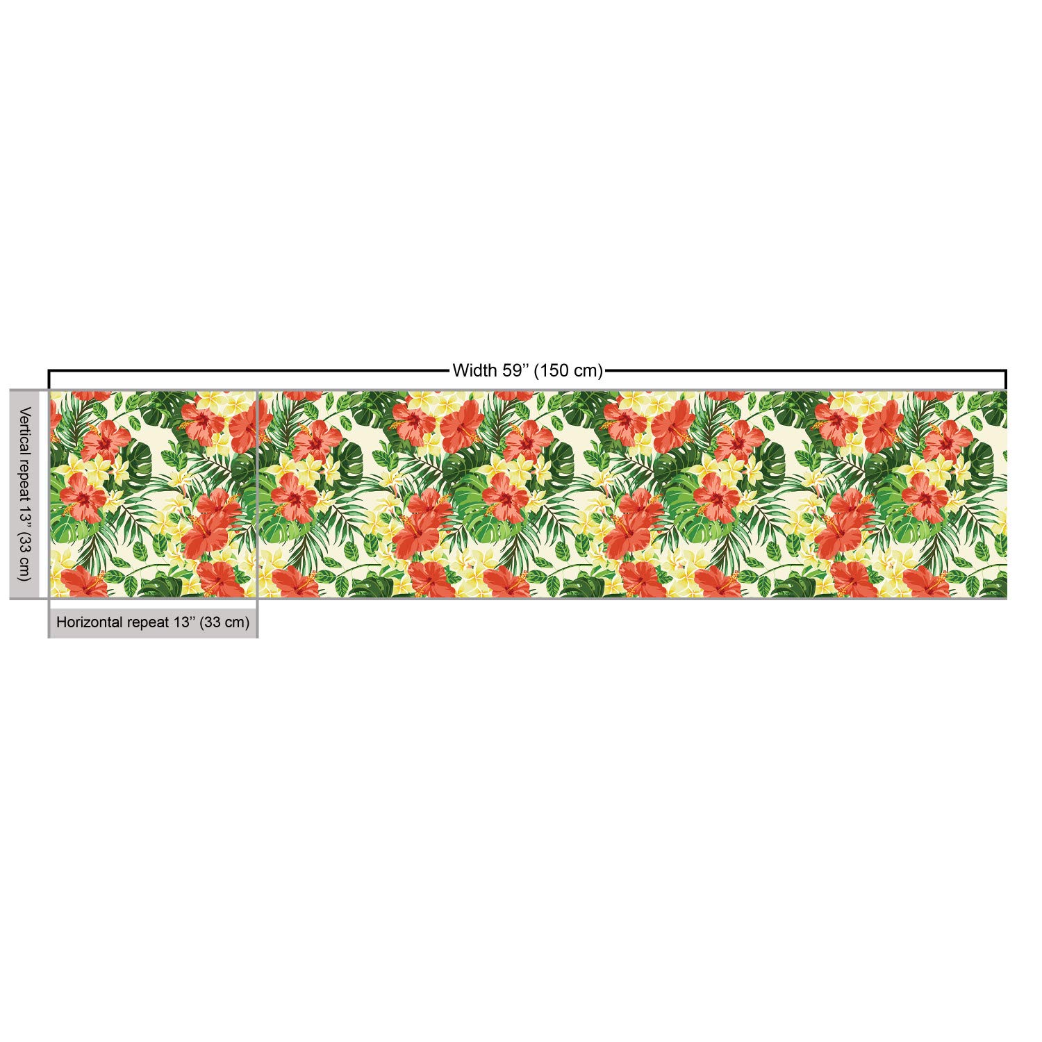 Ambesonne Tropical Fabric Material by The Yard, Exotic Floral Pattern with Plumeria Hibiscus Monstera Palms and Leaves, Decorative Accent for DIY Hobby Upholstery Projects and Home, 1 Yard, Red Yellow