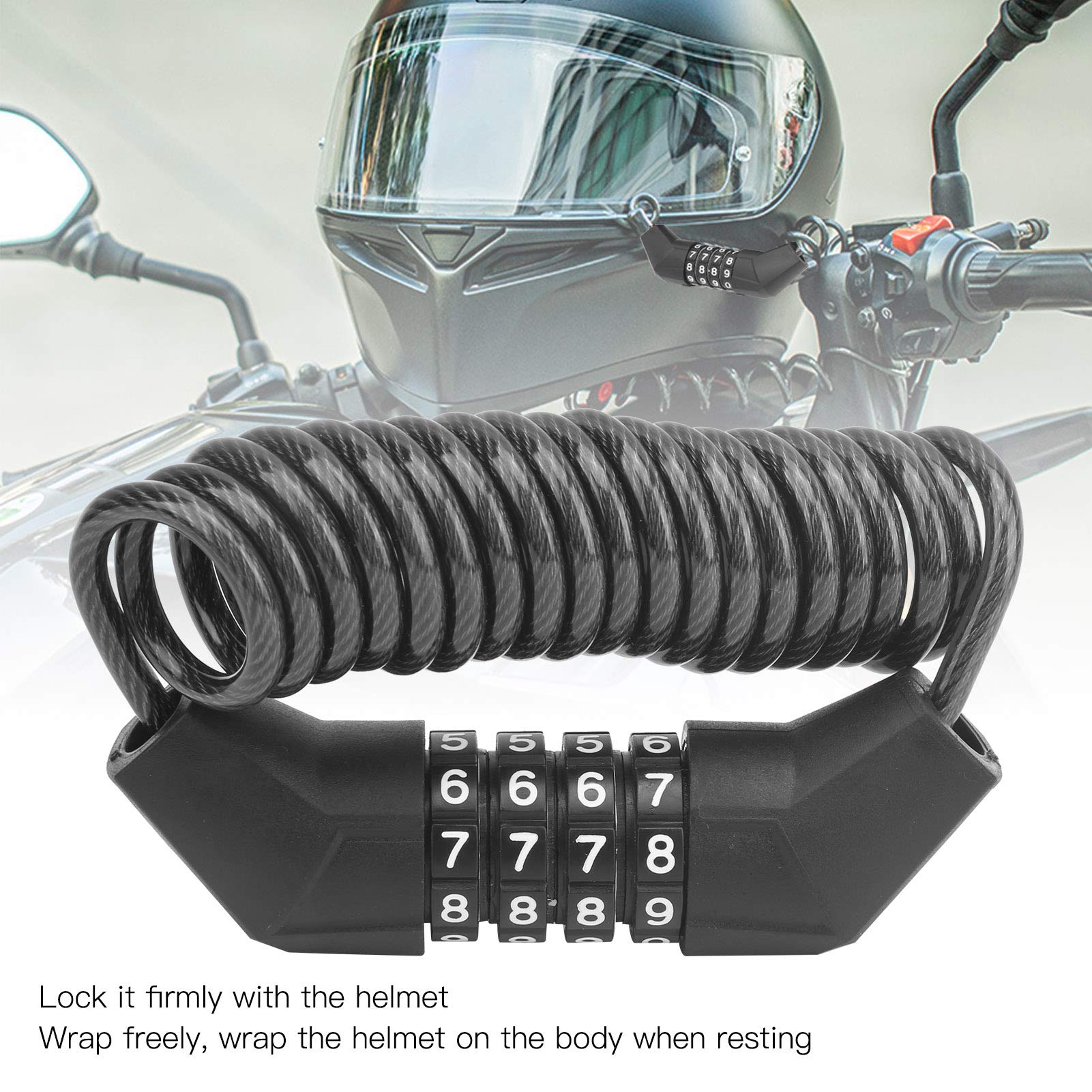 Beaswhca Zinc Alloy and Steel Wire Mini Helmet Lock Motorcycle Mountain Bike Riding Equipment Anti-Theft Code Lock