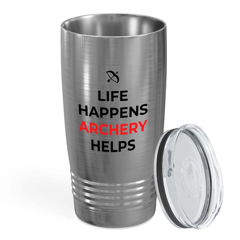 Archery Stainless Edition Tumbler 20oz - Archery Helps - Funny Gift For Archery Coach Athlete Hunt Target Shot Trainer Arrow Bow Sport