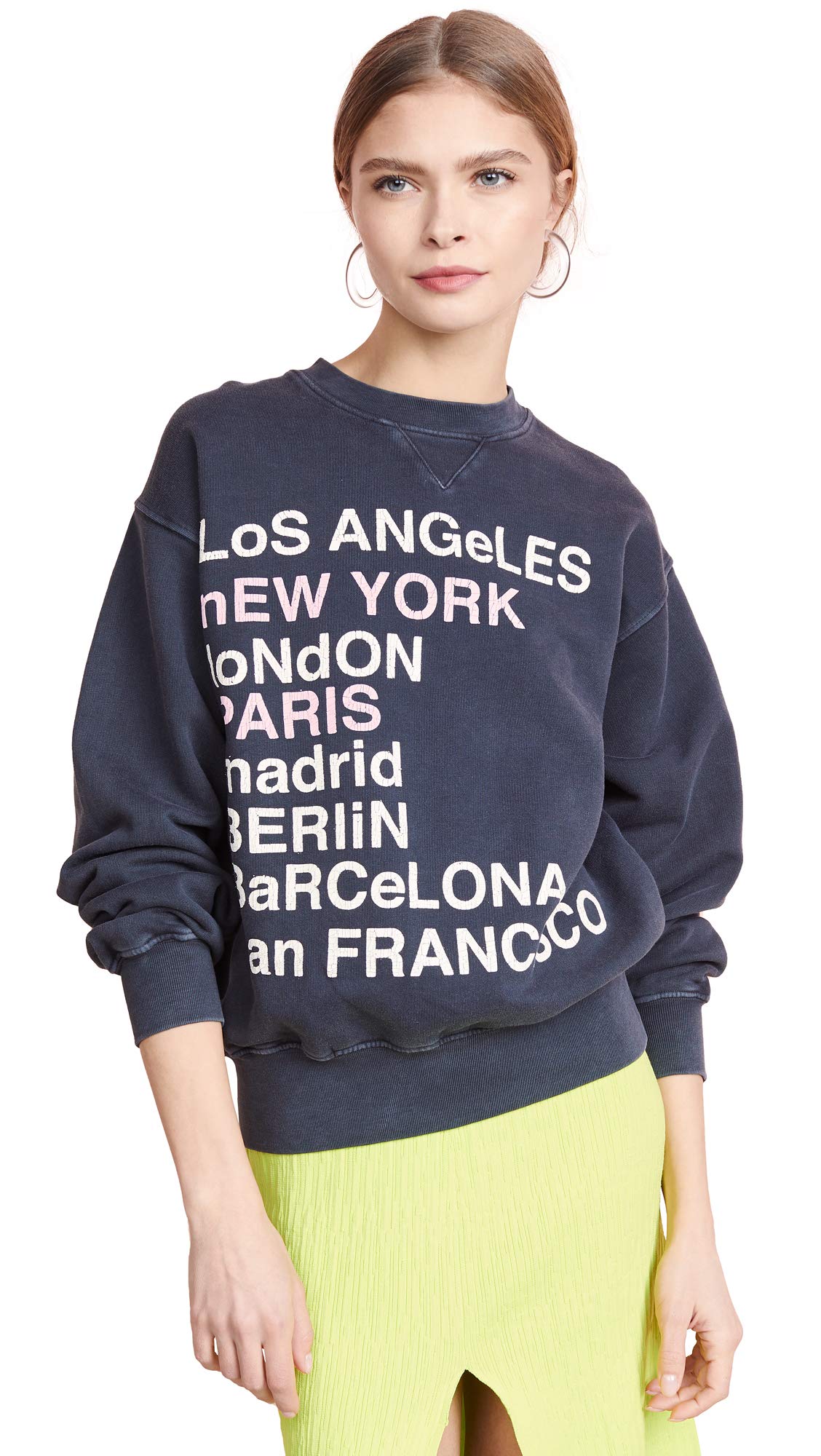 ANINE BING Women's City Love Sweatshirt, Charcoal, Grey, Graphic, XS
