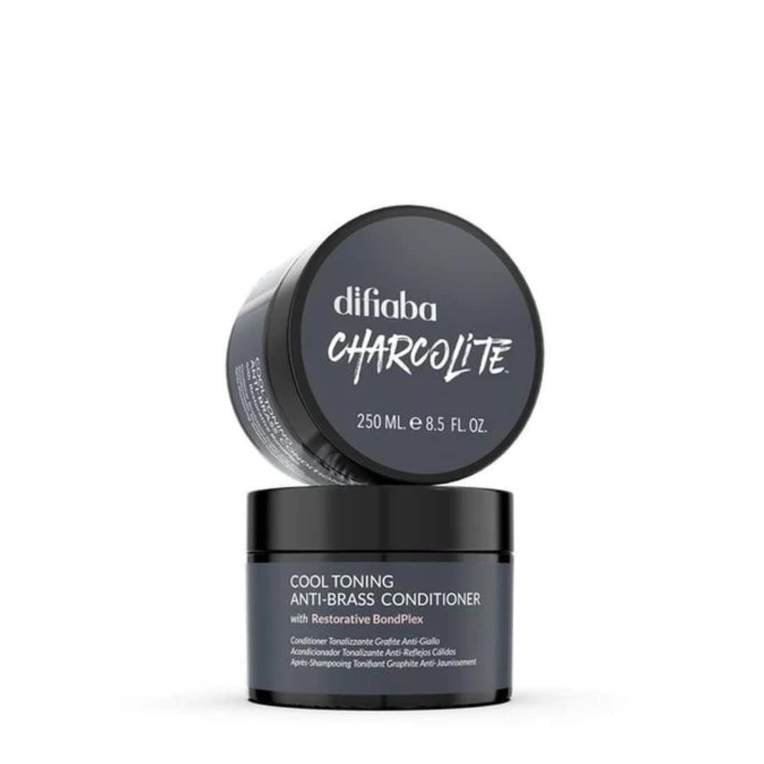 edgy DIFIABA Charcolite Cool Toning Anti-Brass Shampoo & Conditioner DUO SET w/ Restorative BondPlex (w/ Sleekshop Teasing Comb) Charcoal Kit Bond Plex (8.5 oz + 8.5 oz)