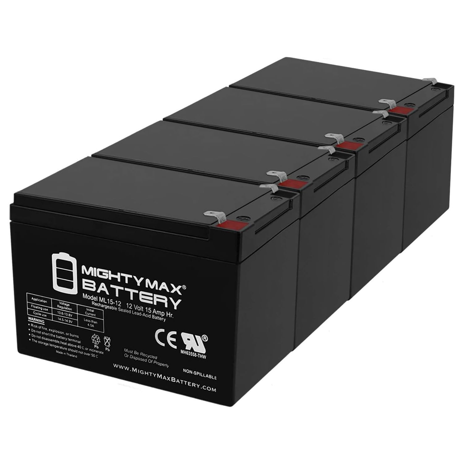 Mighty Max Battery 12V 15AH F2 Replaces Razor 15165070 MX650 Dirt Rocket - 4 Pack