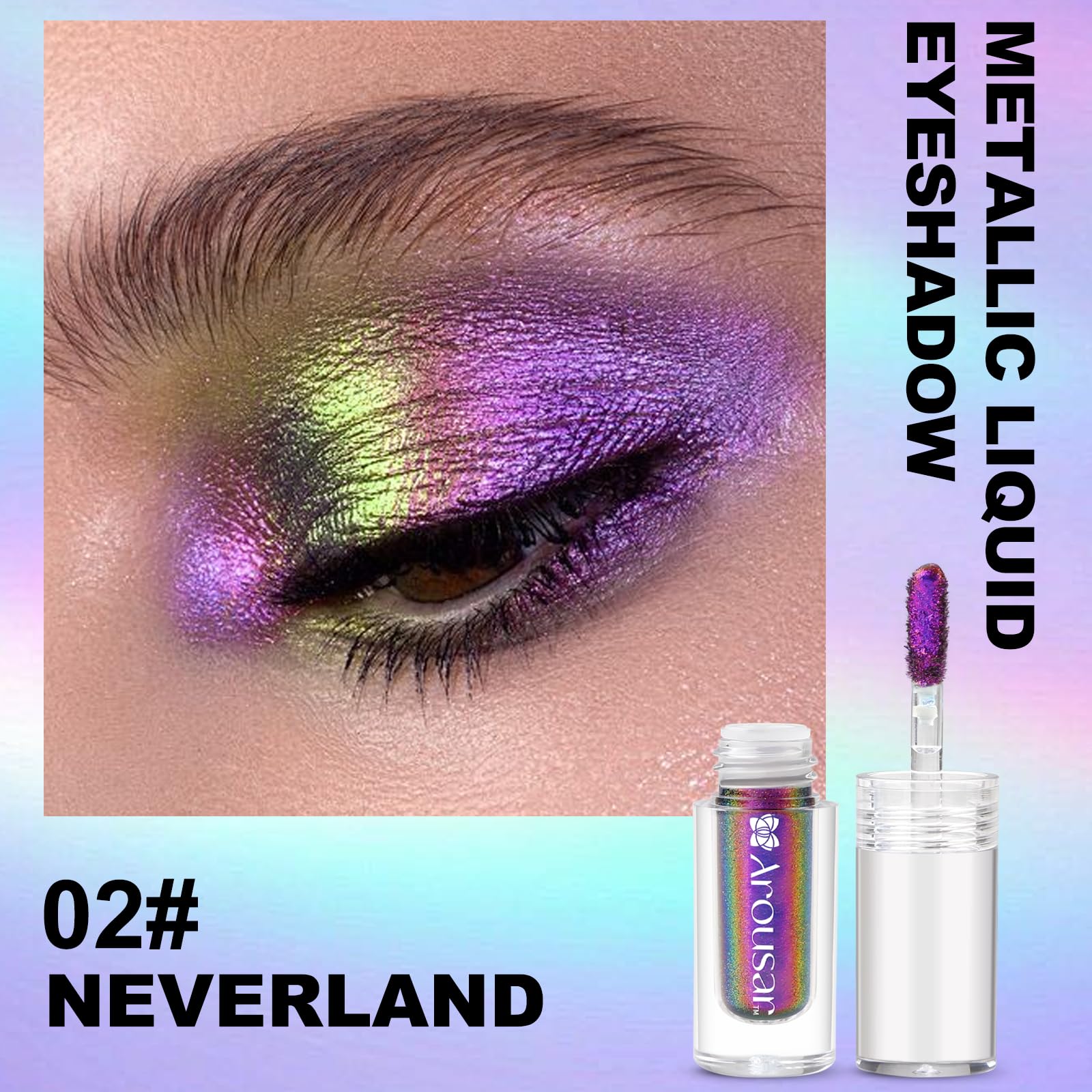Arousar Metallic Liquid Eyeshadow, Chameleon Metallic Eyeshadow Multi-Color Shifting, Highly Pigmented and Shimmer Eye Makeup, Long Lasting Cosmetics, 01 MERMAID'S TEARS