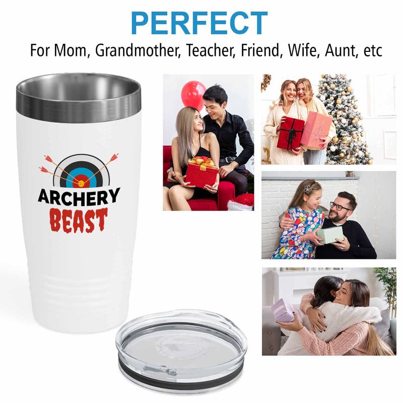 Archery White Ringneck Tumbler 20oz - Archery Bcast - Archery Shot Trainer Crossbow Compound Bow Hunting Arrow