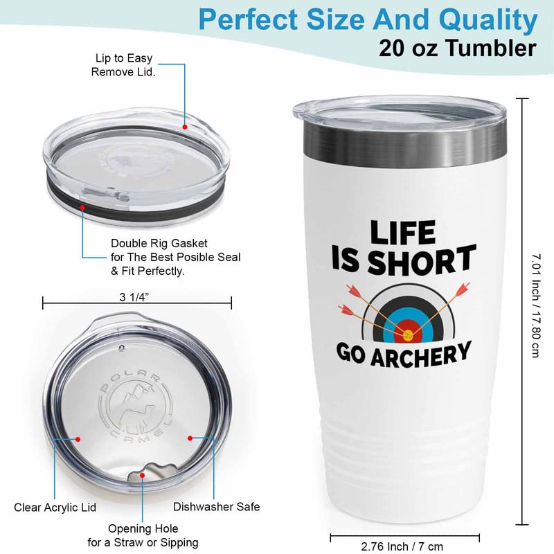 Archery White Ringneck Tumbler 20oz - is short go archery - Archery Trainer Bowfishing Deer Shooting Target Shot