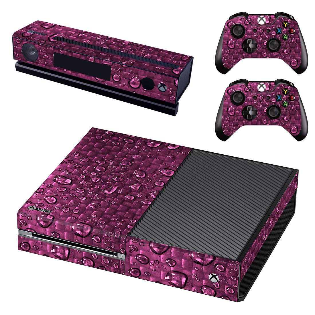 Adventure Games - Carbon Fiber, WET Pink - Vinyl Console Skin Decal Sticker + 2 Controller Skins Set - Compatible with XBOX ONE ORIGINAL gaming console systems.