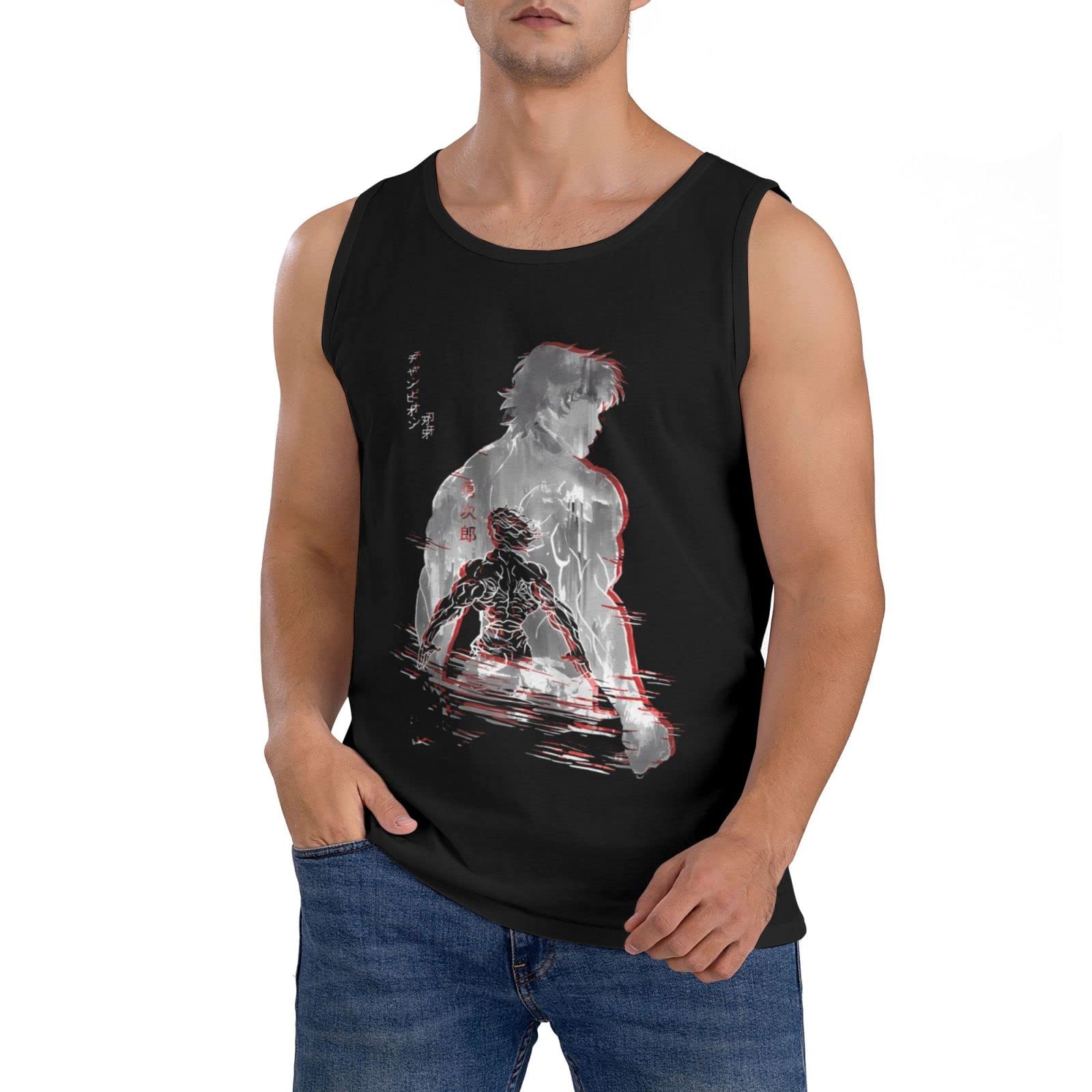Anime Baki The Grappler Baki Hanma Tank Top Men's Summer Sleeveless Tee Casual Running Workout Sport Vest Black