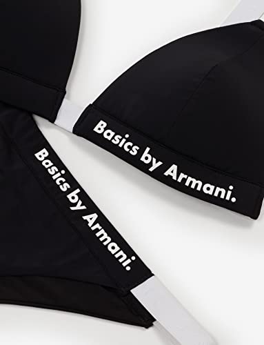 A|X ARMANI EXCHANGE Women's Standard Padded Basics by Armani Bikini Bottom, Nero/Bianco, Large
