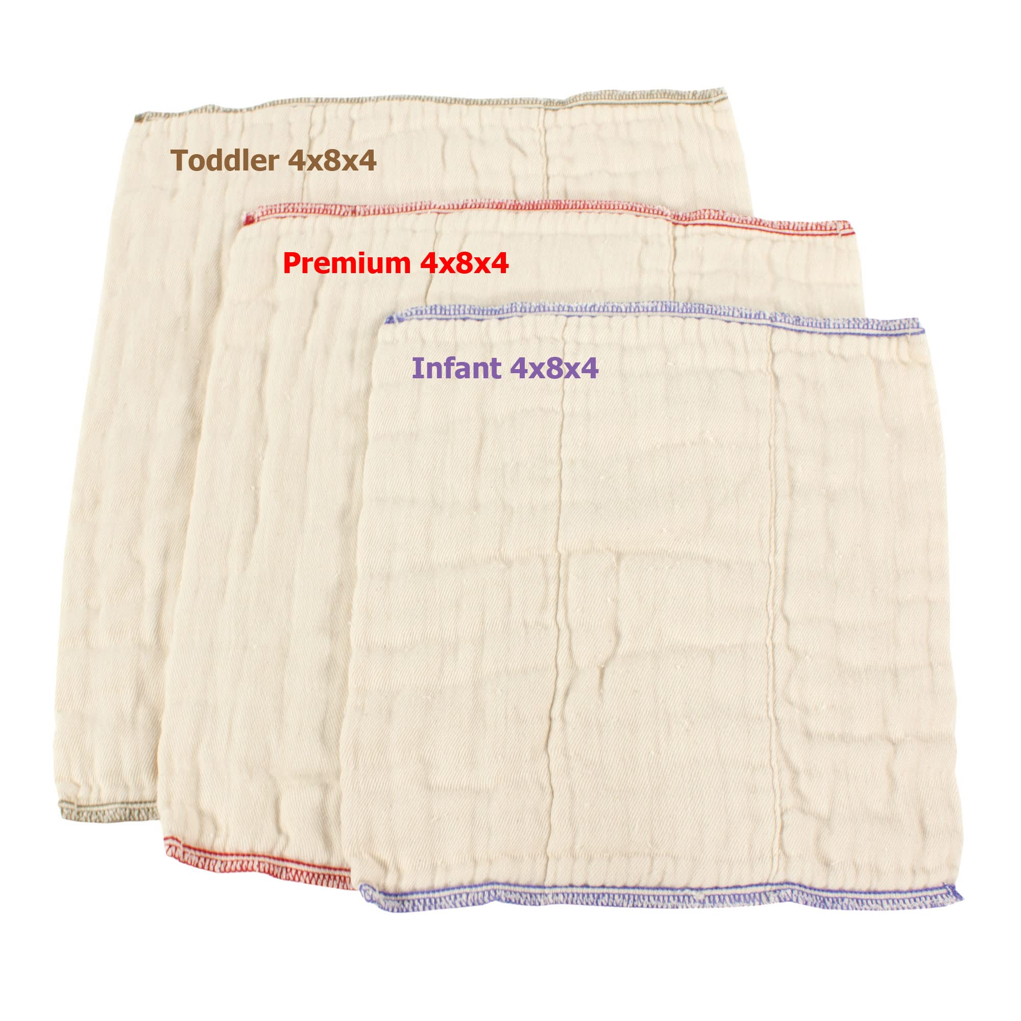 OsoCozy Better Fit Unbleached Prefold Cloth Diapers -100% Cotton, Gauze Weave, Sized for Tri Folding - Size 3 - (Toddler 4x8x4 Fits 25-45 lb.) - 1 Dozen