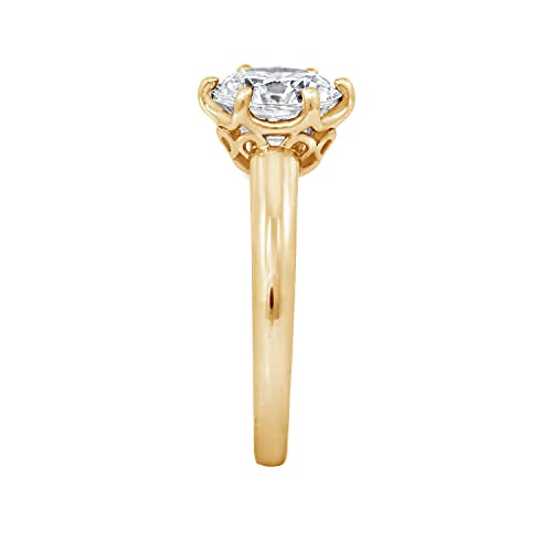Amazon Essentials Amazon Colelction Platinum-Plated Sterling Silver Infinite Elements Cubic Zirconia Round Solitaire Ring, Yellow-gold-plated, Size 6 (previously Amazon Collection)