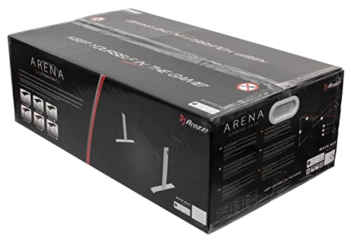 Arozzi Arena Ultrawide Curved Gaming and Office Desk with Full Surface Water Resistant Desk Mat Custom Monitor Mount Cable Management Cut Outs Under The Desk Cable Management Netting - Blue