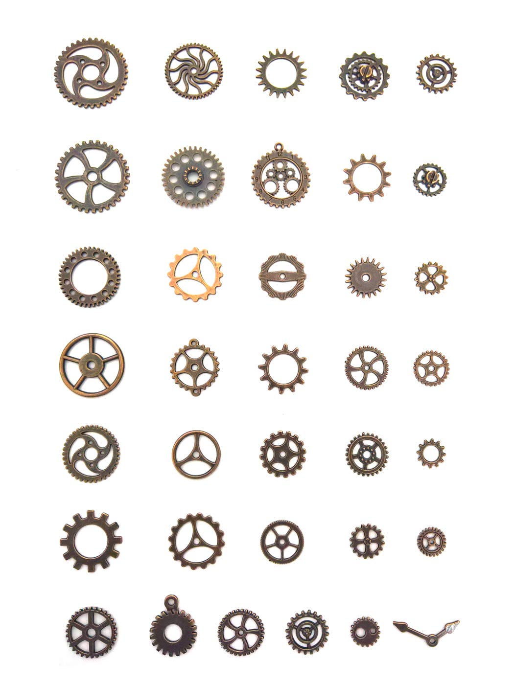 Aoyoho 100 Gram Assorted Antiqued Copper Metal Skeleton Steampunk Gears Charms Pendant Clock Watch Wheel Gear for Crafting,Jewelry Making Accessory (Copper)