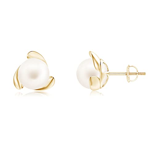 Angara Women's 14k Yellow Gold Pearl Studs Earrings