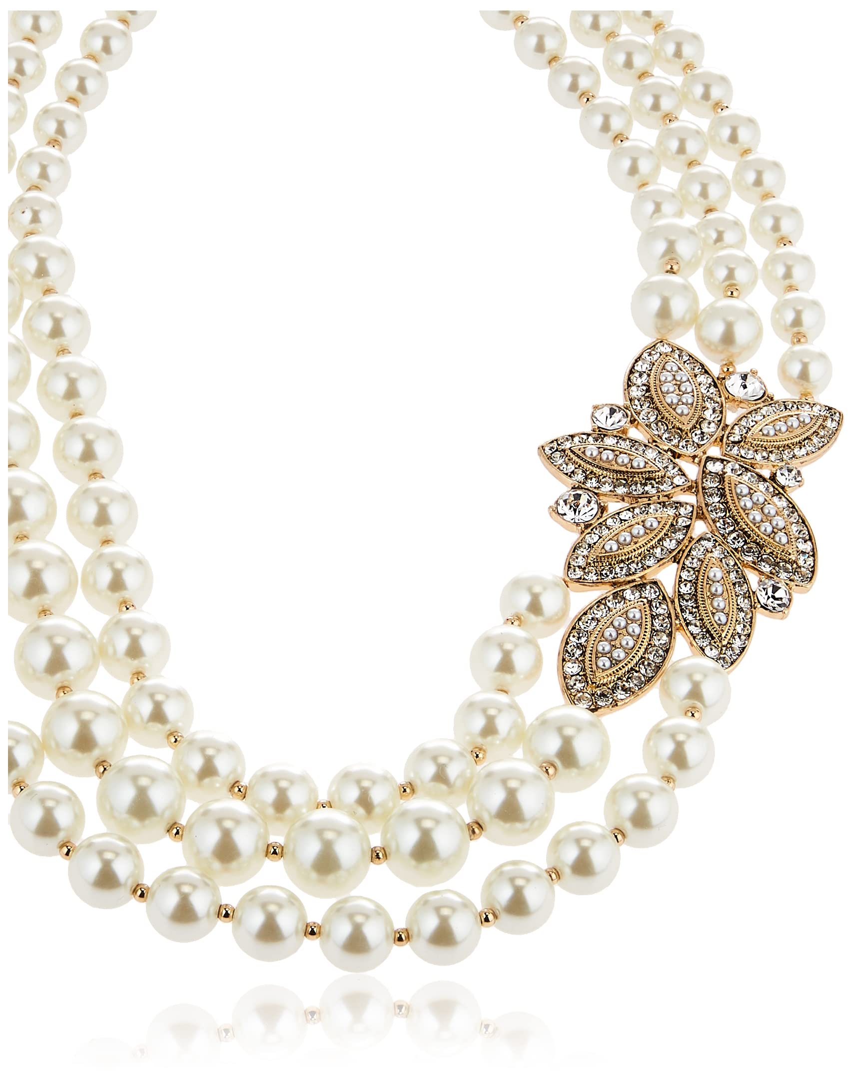 Anne Klein Women's Gold-Tone Blanc Pearl Torsade Strand Necklace, Gold/White, 0