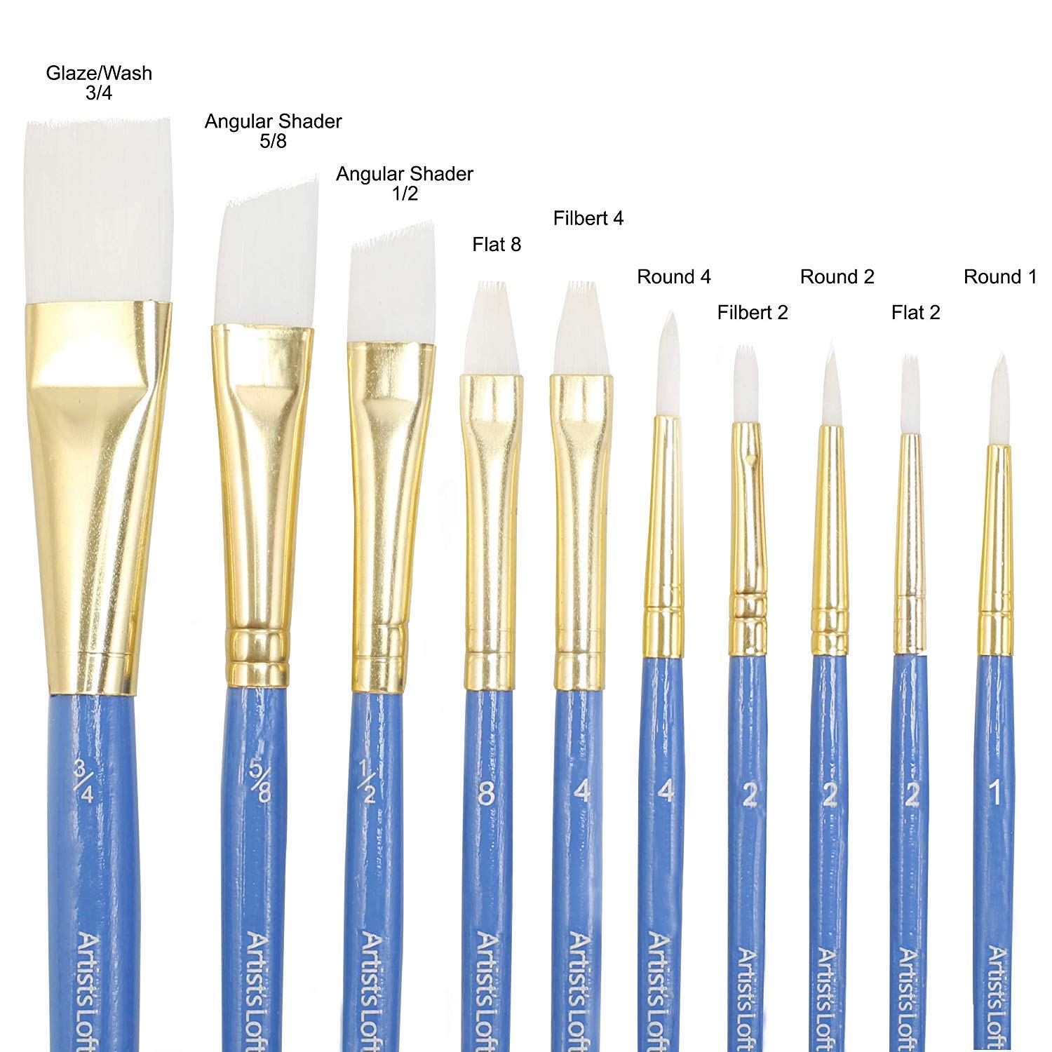 Assorted Synthetic Paintbrush Set by Artist's Loft, Acrylic & Multi-Purpose, 10 Count