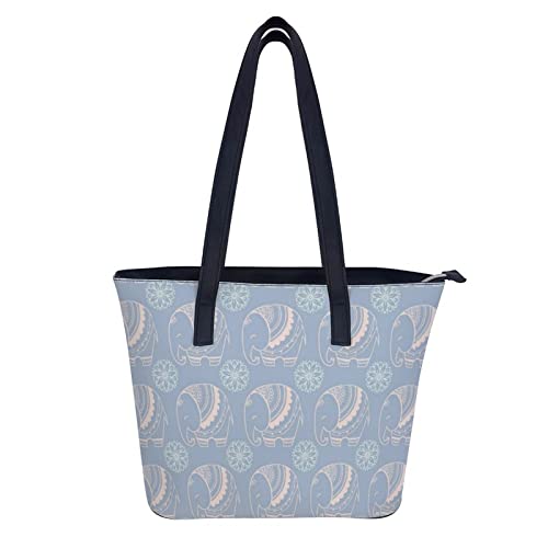 Beautiful Elephant Women's Tote Bag PU Leather Shoulder Bag Handbags Purse For Work Shopping Travel