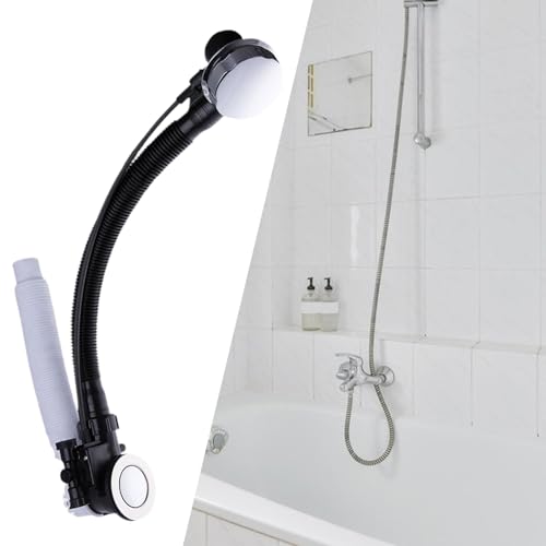 Bathtub Drain Pipe, Universal Overflow Bathtub Draining Hose, Flexible Bath Waste for Lavatory Hotel Restroom Kitchen, Center distance 68cm