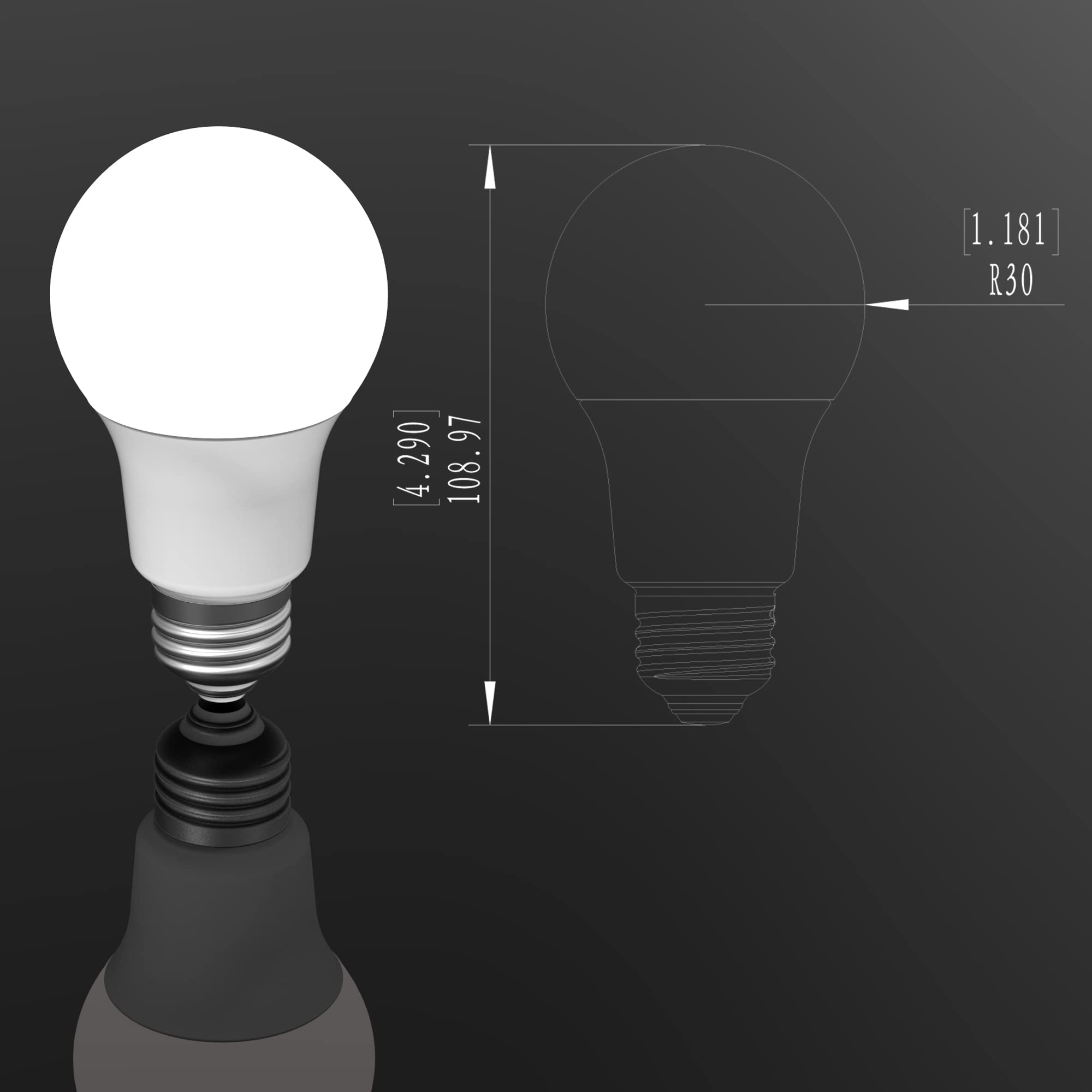 AmeriLuck 3-Way LED Light Bulb A19, 40-60-100W Equivalent, Low-medium-High Setting, Omni-Directional, Perfect for Reading and Needlework, 2700K Soft White, 2-Pack