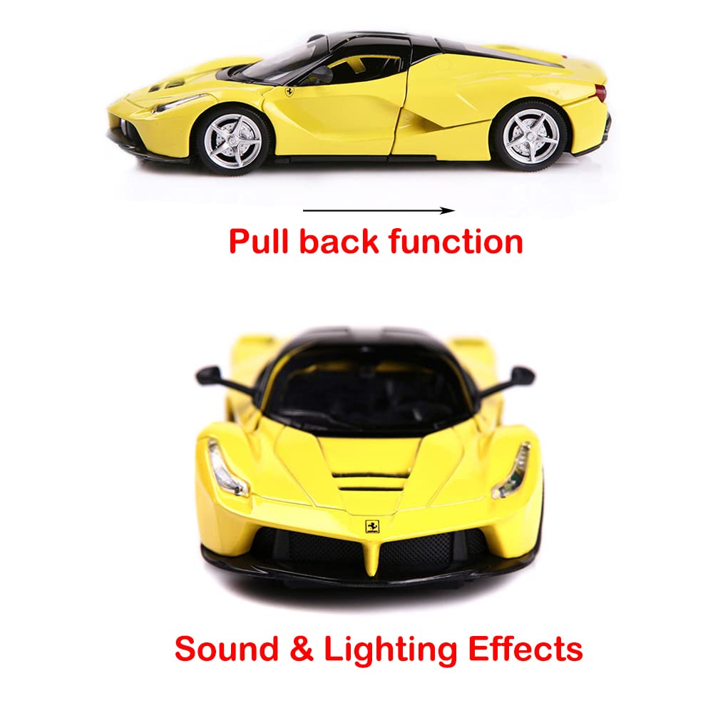Alloy Collectible Ferrari Race LaFerrari Pull Back Vehicles Diecast Cars Model with Lights and Sounds