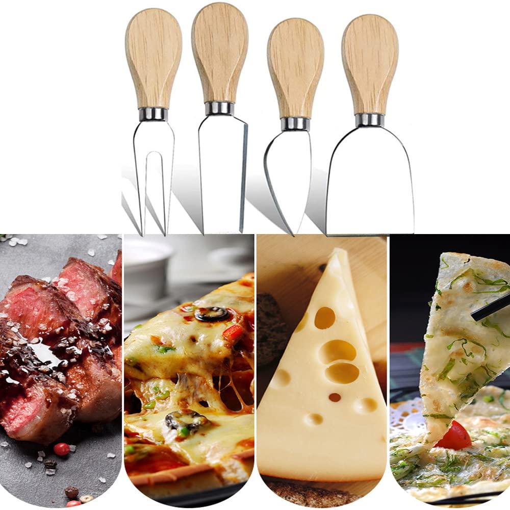 Cheese Knives Set, Stainless Steel Fork Spoon,with Heart Slate Cheese Boards for Dinner Table Set (F-SET)