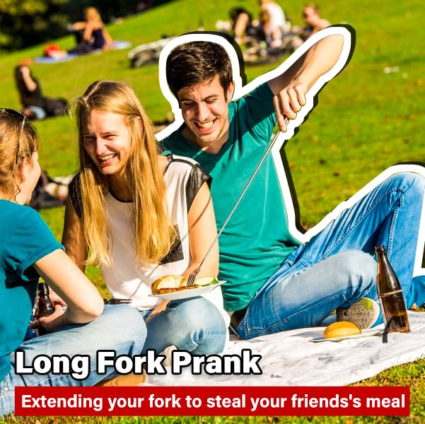 Chazcool Extendable Fork, Telescoping Fork, Extended Fork, Stainless Steel Retractable Fork, Fork Extender Long Fork, Extending Fork for Eating Dinner Fruit Dessert BBQ 8.7 to 25.4 Inch (1 pcs)