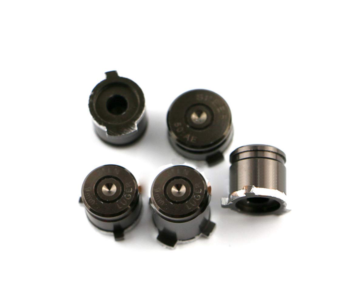 Alloy Metal 9mm Bullet Buttons Mod Kit ABXY & Guide Button for Xbox One xboxone Controller (Black)