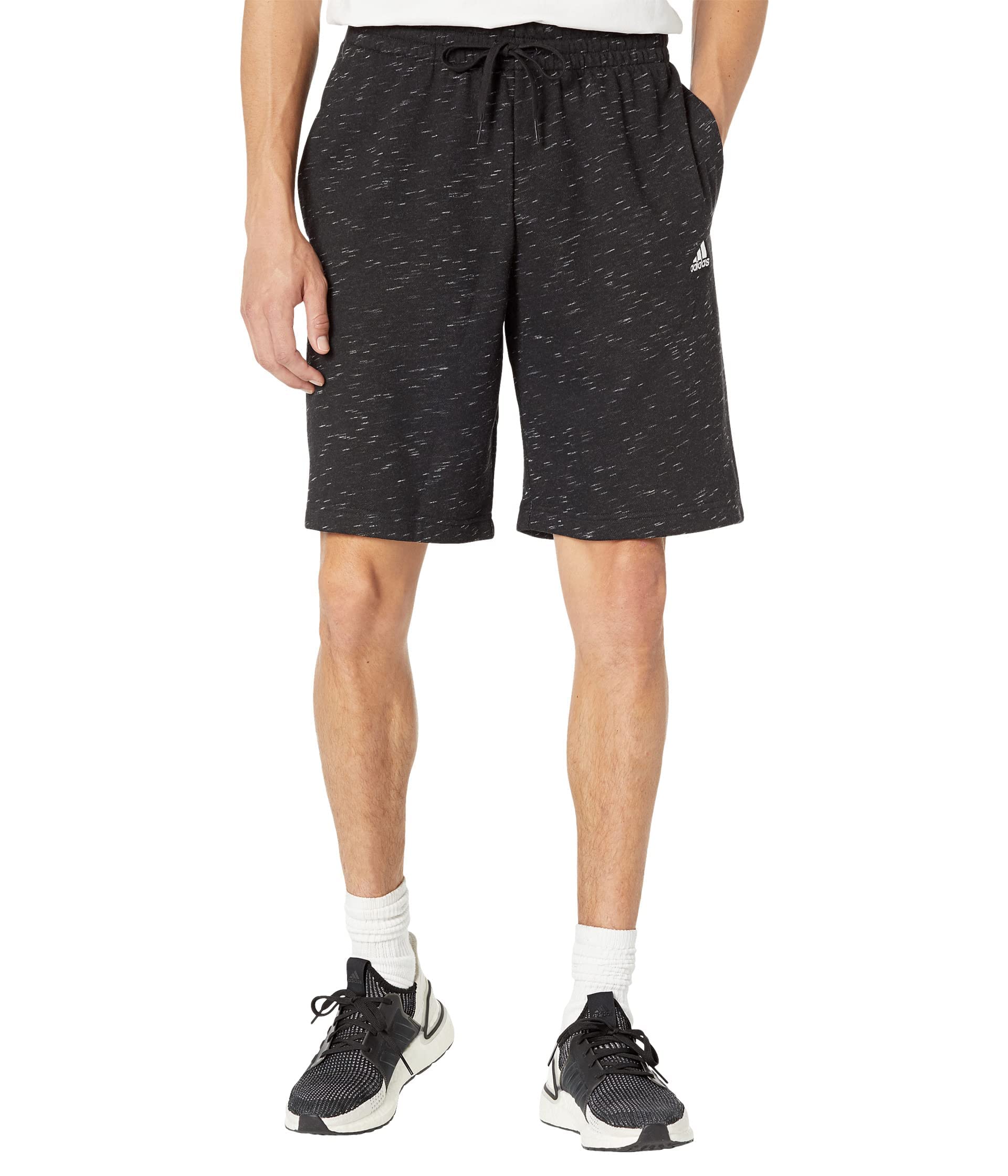adidas Men's Essentials Mélange Shorts, Black Melange, Large