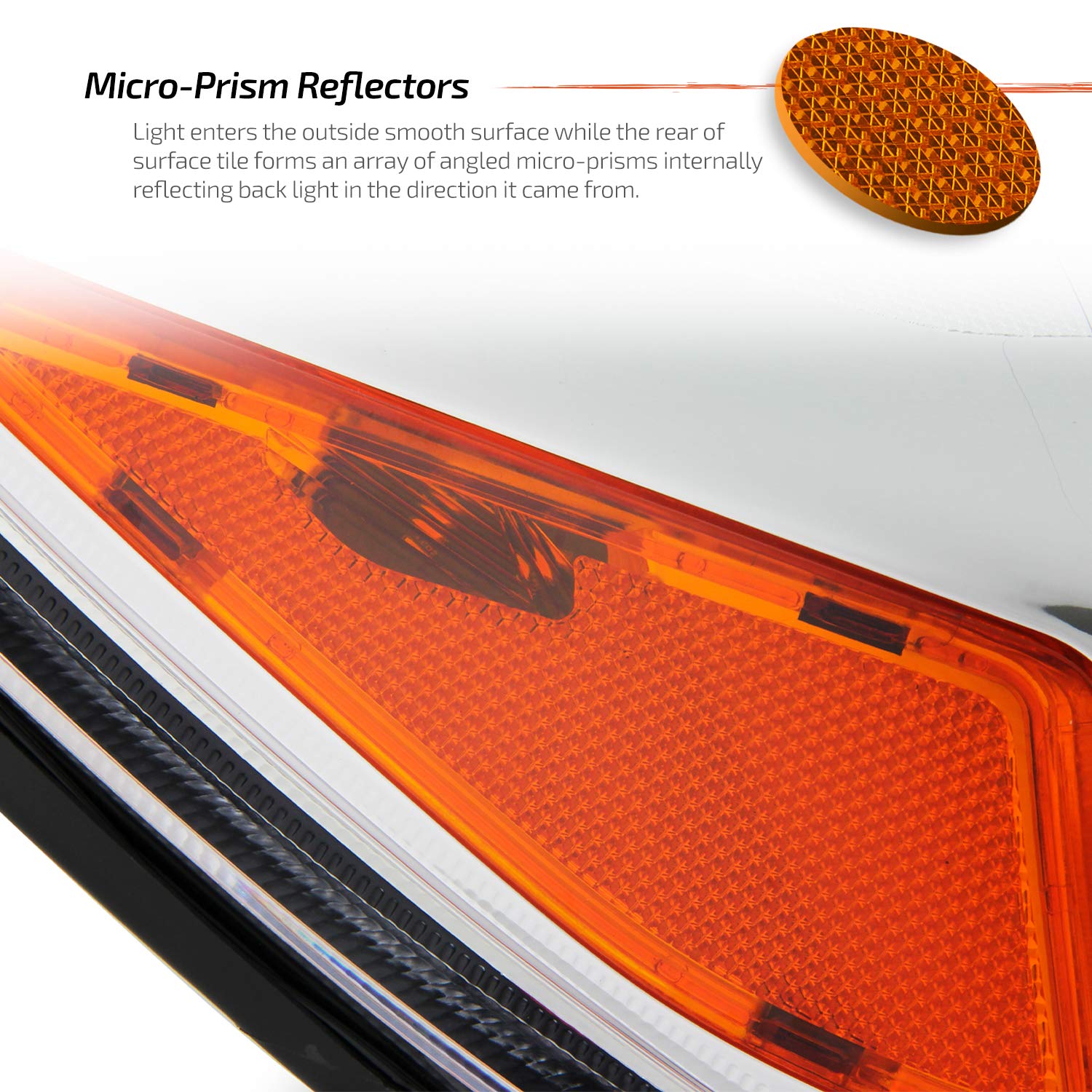 AKKON - Fits 2015 2016 2017 2018 Ford Focus Halogen Type Chrome Headlight w/LED DRL Tube Passenger Right Side Replacement