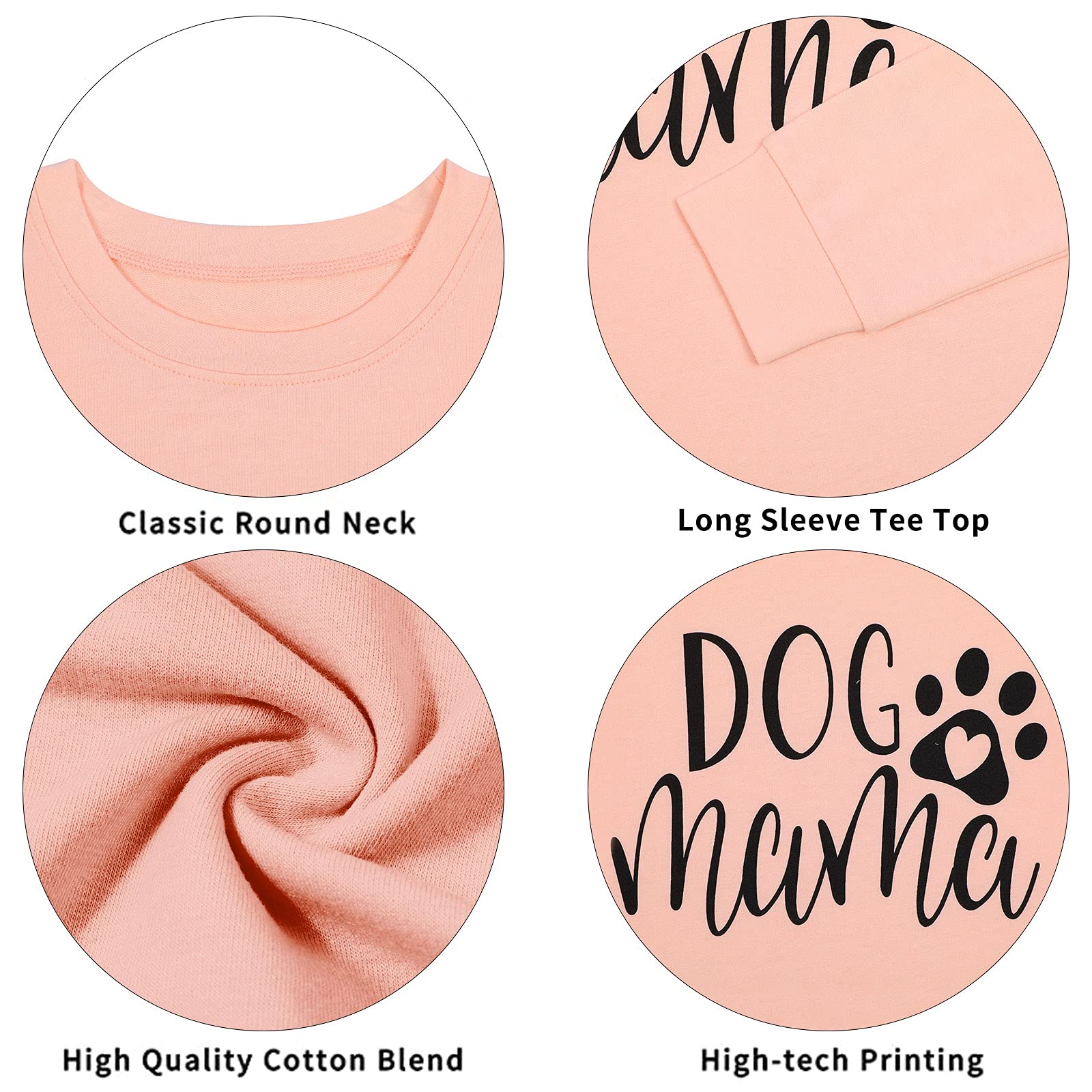 ALLTB Dog Mom Sweatshirt Women Dog Mama Shirt Pullover Cute Dog Sweater Long Sleeve Letter Print Tshirt Tops (Pink, Medium)