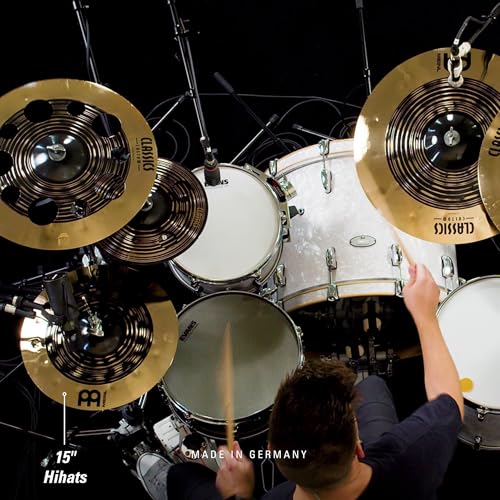 Meinl Cymbals Classics Custom Dual 15" Hihat Cymbal Pair for Drum Set, Dark/Brilliant — Made in Germany — B12 Bronze, 2-Year Warranty, (CC15DUH)
