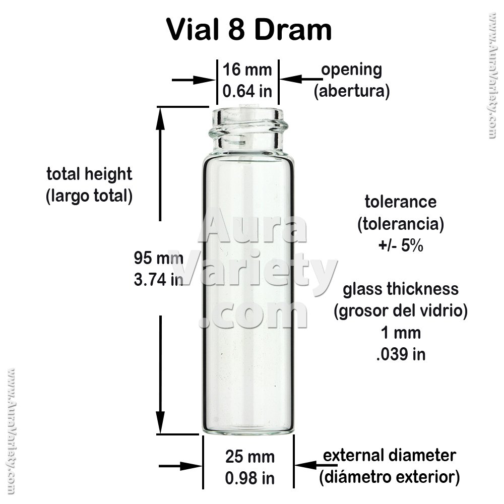 Made in USA 6 Pack 8 DRAM 30 ml 1 oz Clear Glass Vials with Phenolic Screw Caps (Storage Cosmetics Oils Perfumes Spices Specimen)