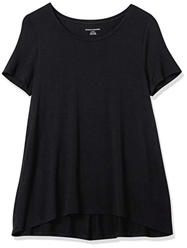 Amazon Essentials Women's Relaxed-Fit Short-Sleeve Scoopneck Swing T-shirt (Available in Plus Size), Black, XX-Large