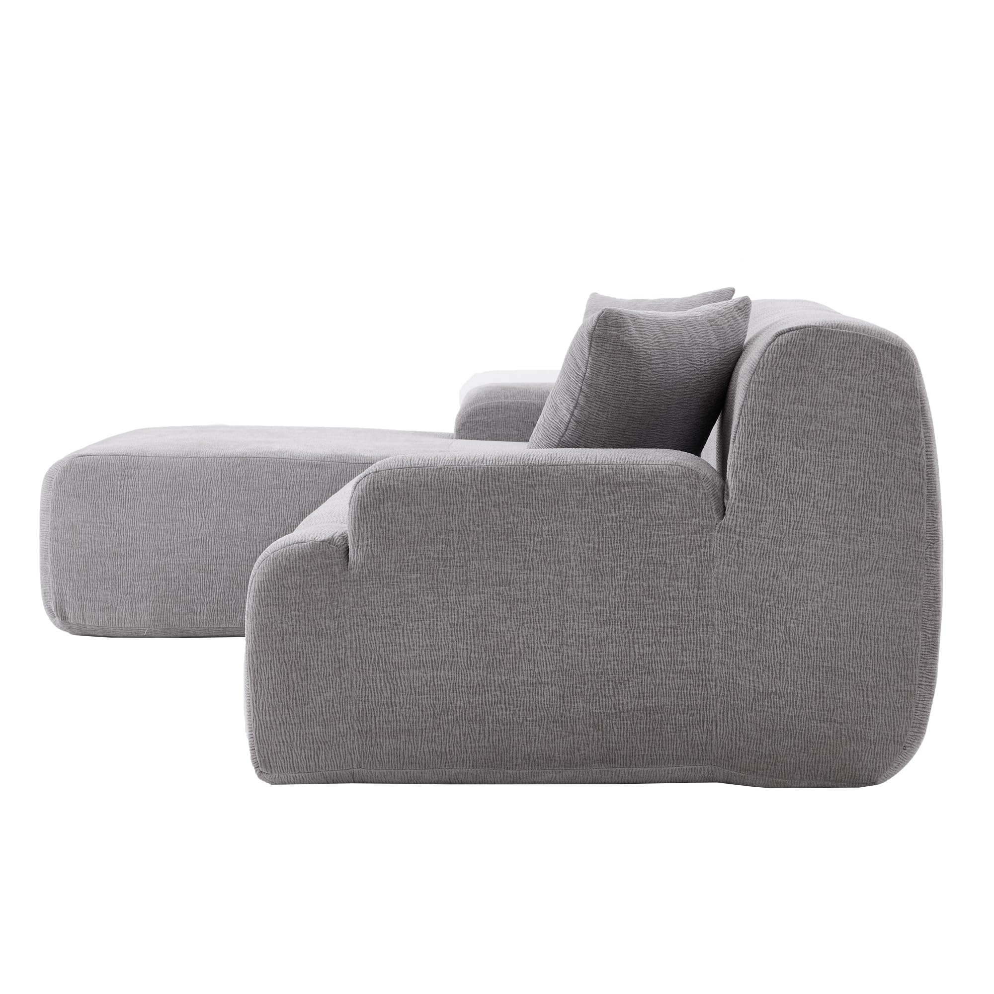 GNIXUU Minimalist Modular Sectional Sofa Cloud Couch, Modern Chenille 2 Pieces Deep Sectional Couches for Living Room, Comfy Upholstered 4-Seater L-Shaped Sofa with Chaise(109" Gray)