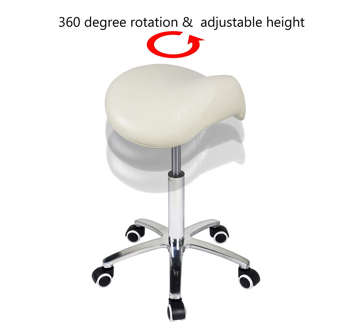 Antlu Saddle Stool Chair with Back Ergonomic Rolling Esthetician Seat for Salon Tattoo Shop Spa Home Dentist Clinic (with Backrest, Black)