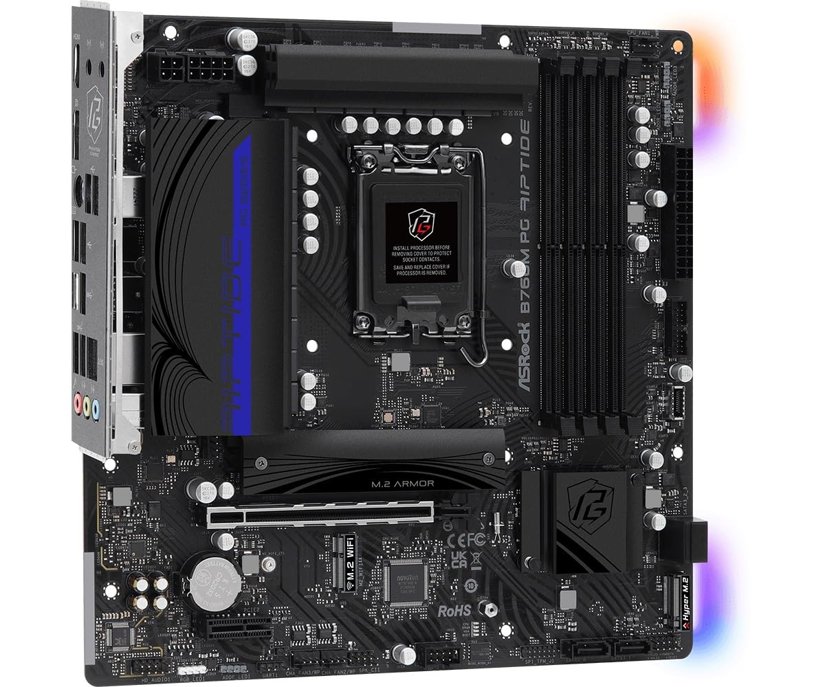 ASRock B760M PG Riptide Intel 12th & 13th Generation CPU (LGA1700) B760 Chipset, DDR5 Micro ATX Motherboard
